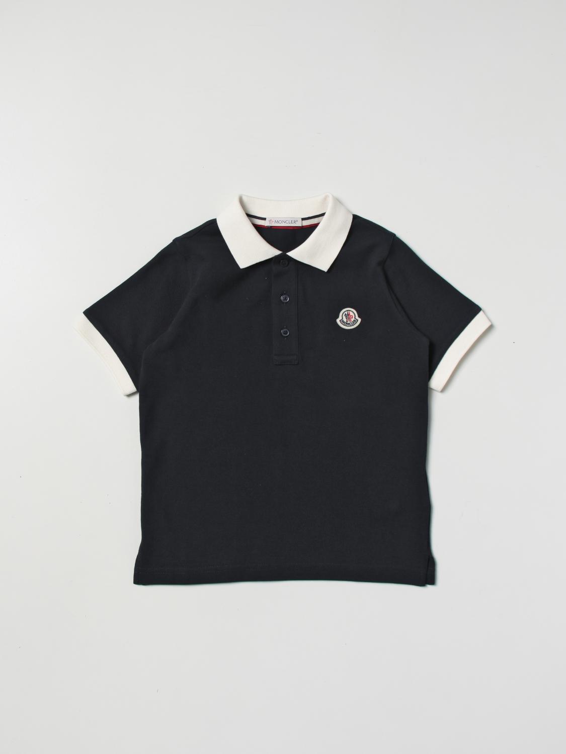 MONCLER: basic polo shirt with mini logo - Blue | Moncler polo shirt ...
