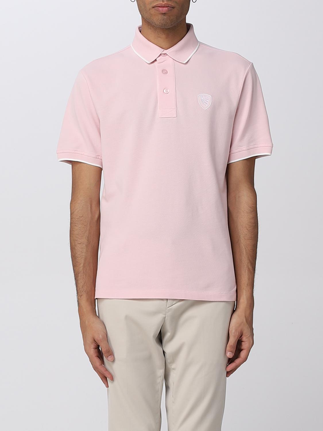 BLAUER: Polo shirt men - Pink | Blauer polo shirt 23SBLUT02430006542 ...