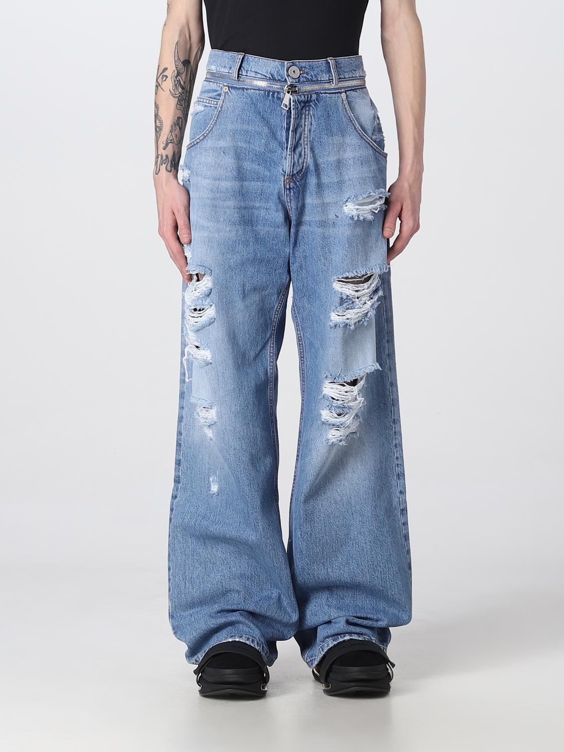 BALMAIN: jeans ripped in denim - Denim | Balmain jeans AH1ML070DC98 ...