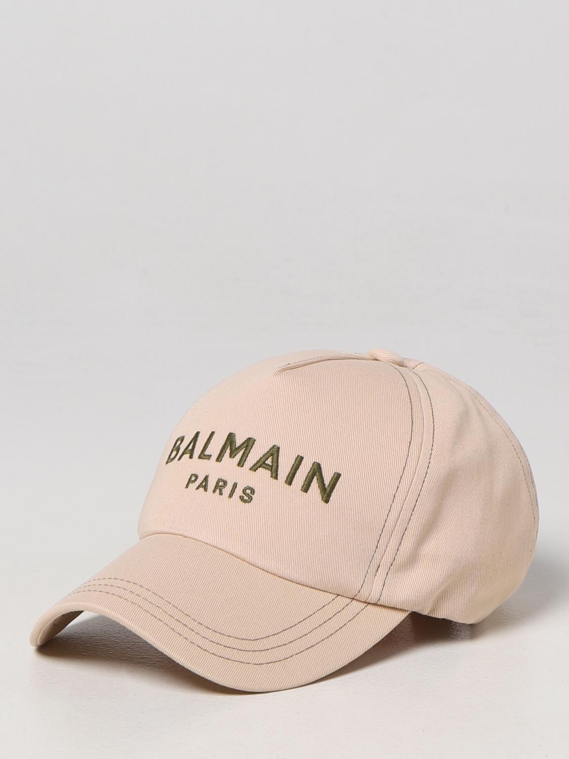 BALMAIN: cotton hat - Beige | Balmain hat AH1XA015CB24 online at GIGLIO.COM