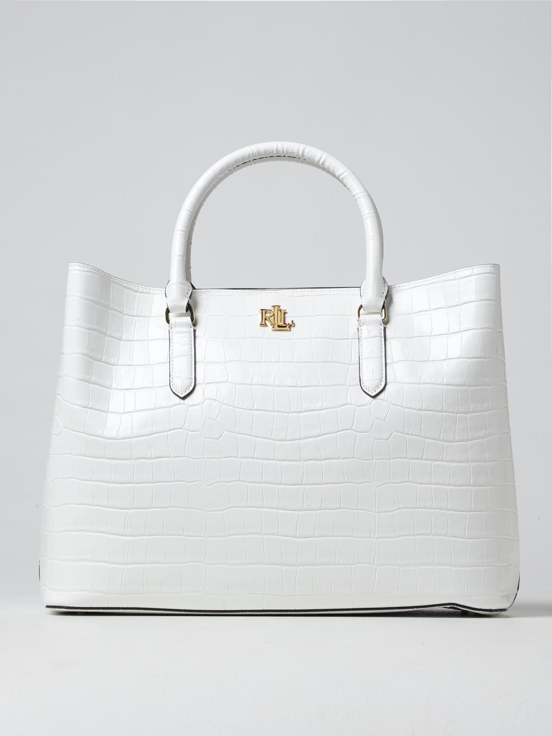 LAUREN RALPH LAUREN: Borsa in pelle stampa cocco - Bianco | Borse Tote ...