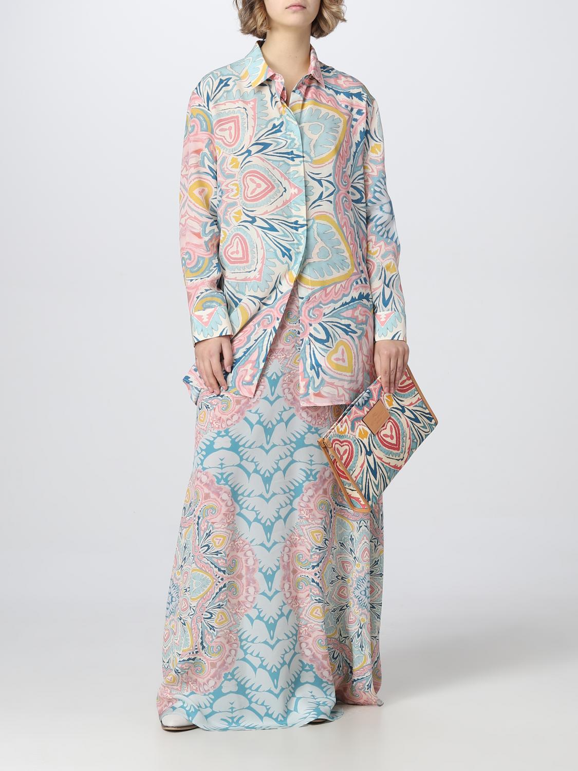 ETRO: shirt in silk with all-over multicolor print - Multicolor | Etro ...