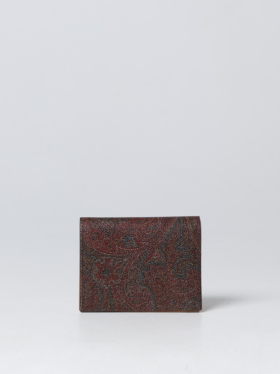 ETRO: Paisley wallet in coated cotton and leather - Red | Etro wallet ...