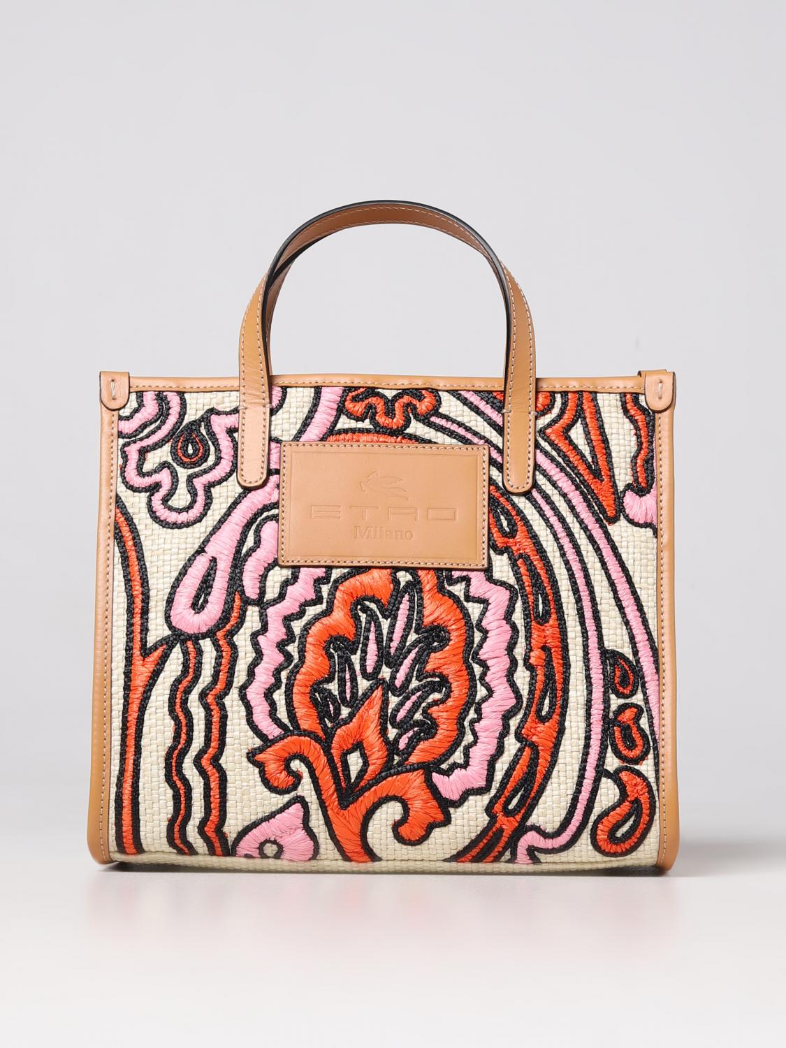 ETRO: Globetrotter bag in woven raffia - Multicolor | Etro handbag ...