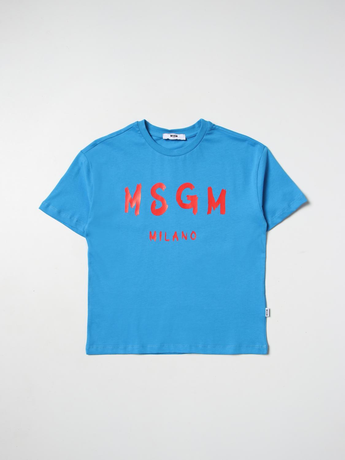 MSGM KIDS: T-shirt kids - Gnawed Blue | MSGM Kids t-shirt MS029315 online at GIGLIO.COM