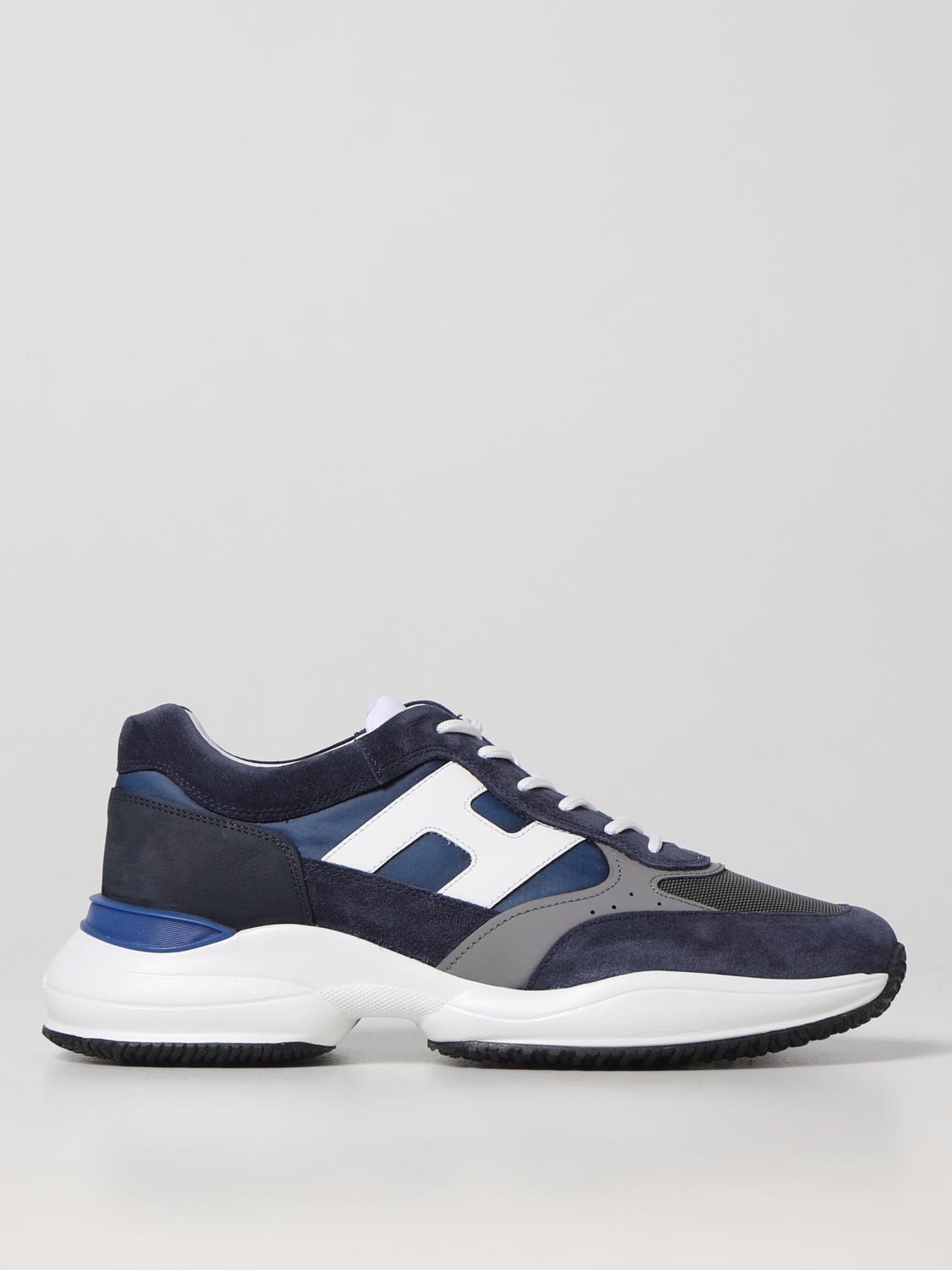 HOGAN: Interaction sneakers in leather and mesh - Blue | Hogan sneakers ...