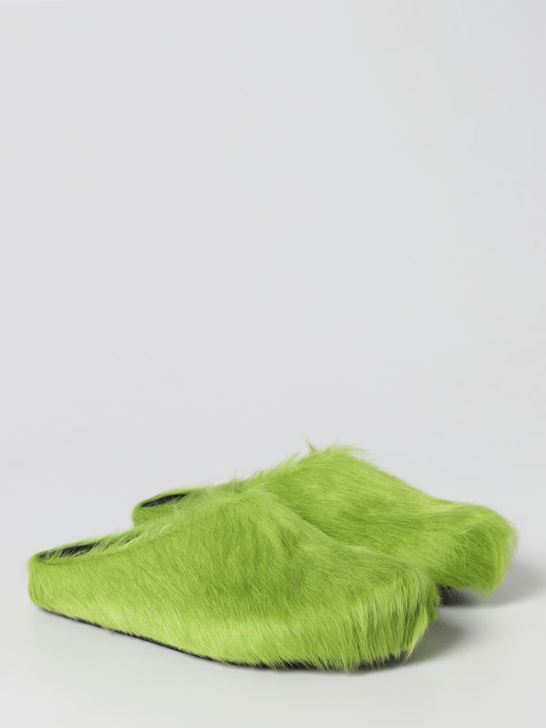 Marni mules in fur - Lime | SBMR000600P4122 | GIGLIO.COM