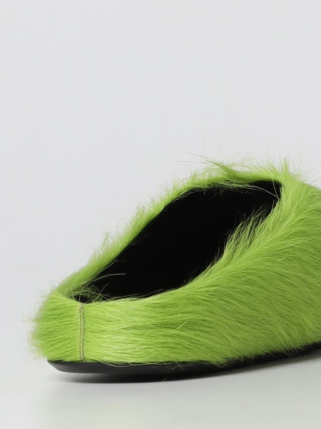 Marni mules in fur - Lime | SBMR000600P4122 | GIGLIO.COM