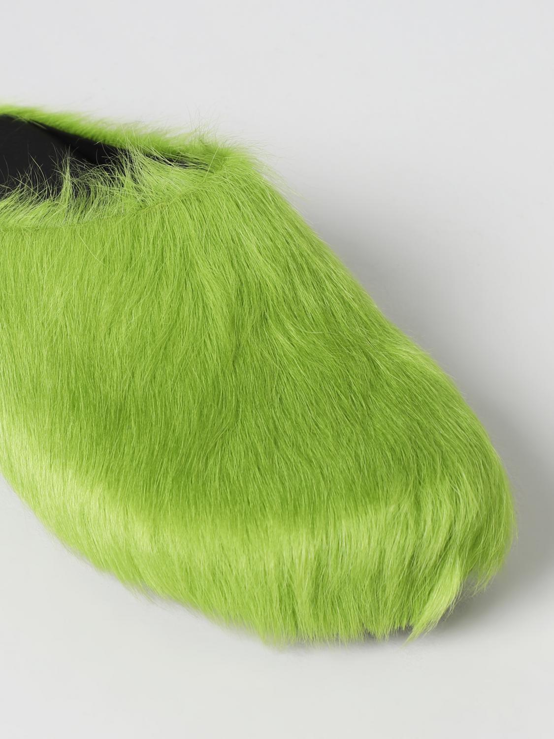 MARNI: mules in fur - Lime | Marni shoes SBMR000600P4122 online at ...