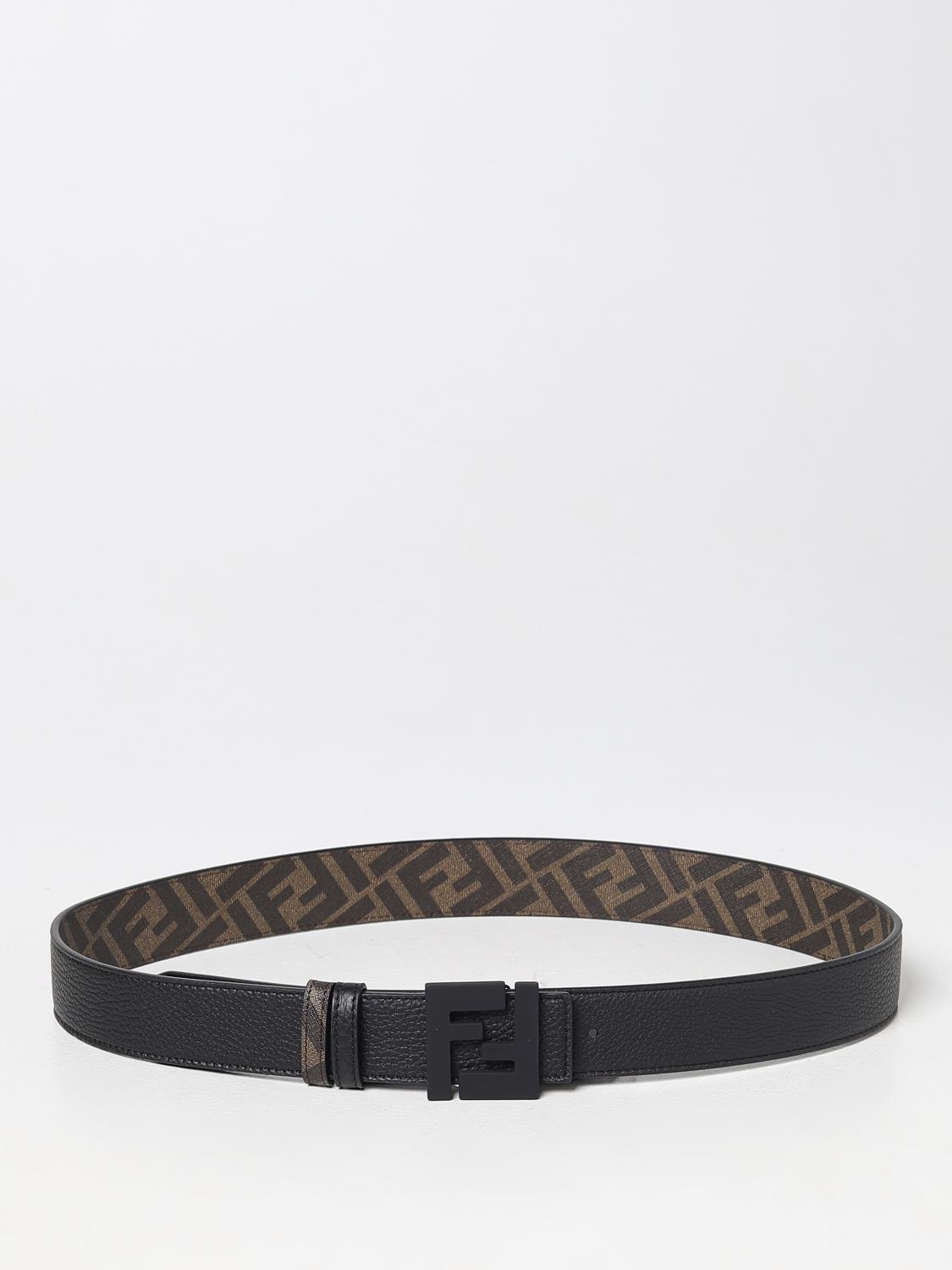FENDI: belt in leather and coated cotton - Black | Fendi belt ...