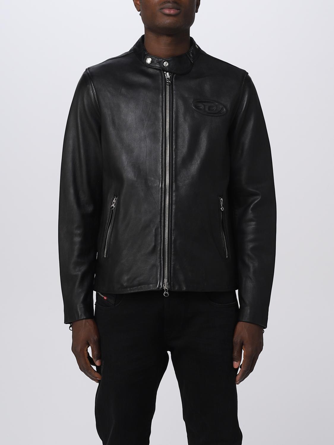 Diesel Outlet: jacket in leather - Black | Diesel jacket A085980AJIR ...