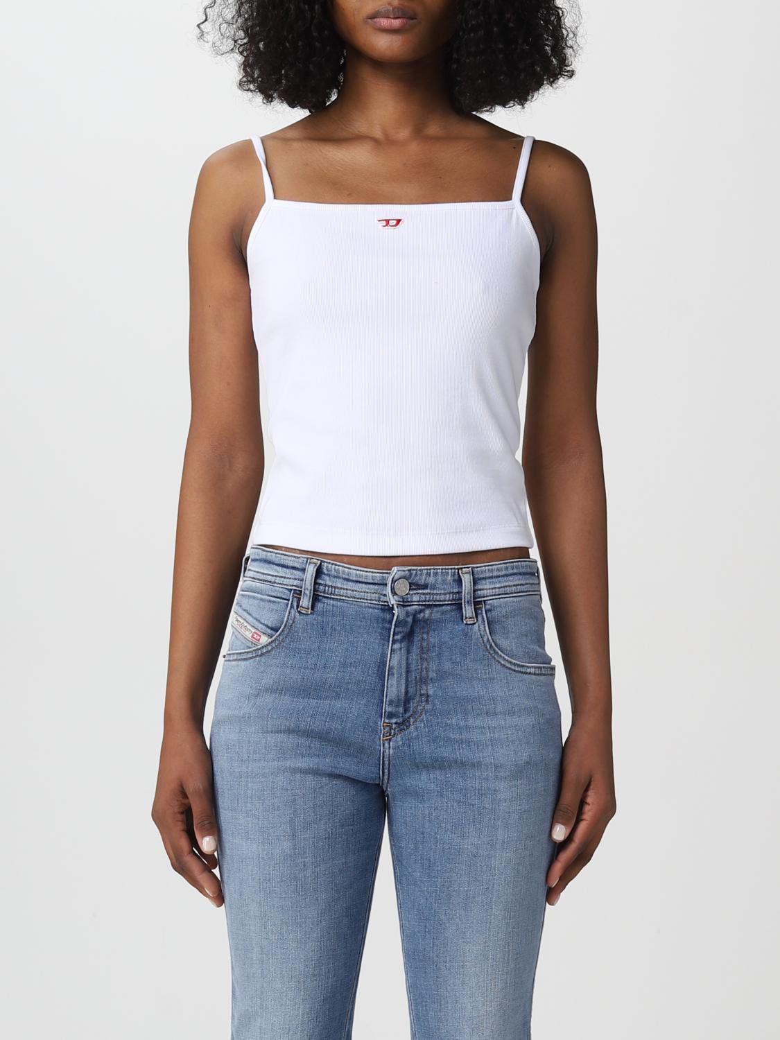 DIESEL: stretch cotton top - White | Diesel top A051070EJAI online at ...