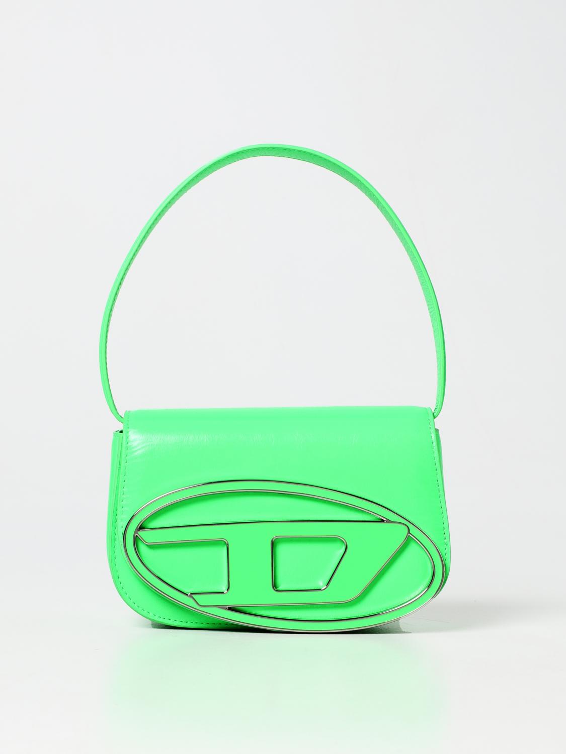 DIESEL: Borsa in pelle liscia - Verde | Borsa Mini Diesel X08396P3193 ...
