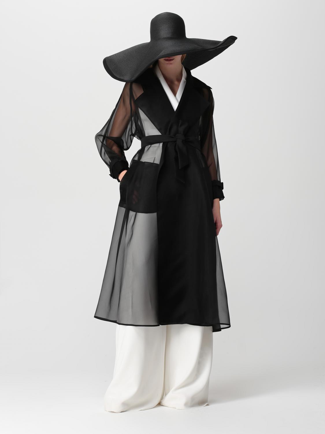 Max Mara Outlet: Robert textile paper hat - Black | Max Mara hat ...