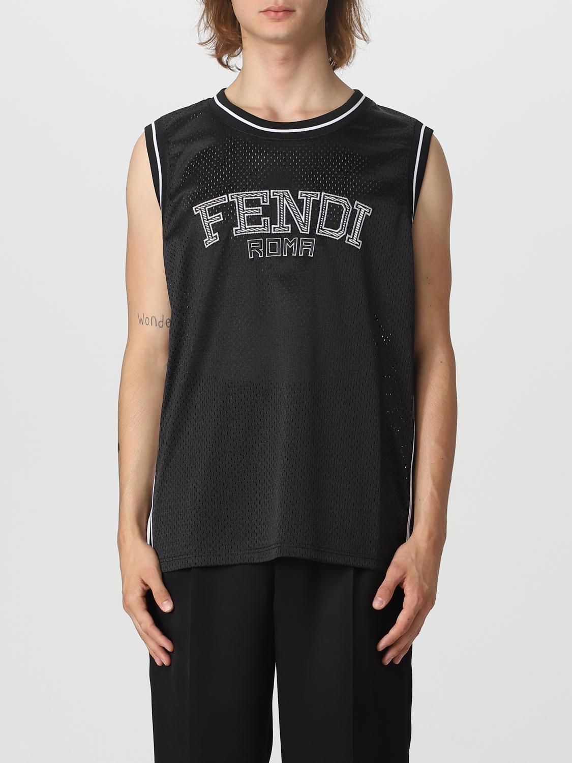 FENDI: nylon tank top - Black | Fendi t-shirt FAF695APC1 online at ...