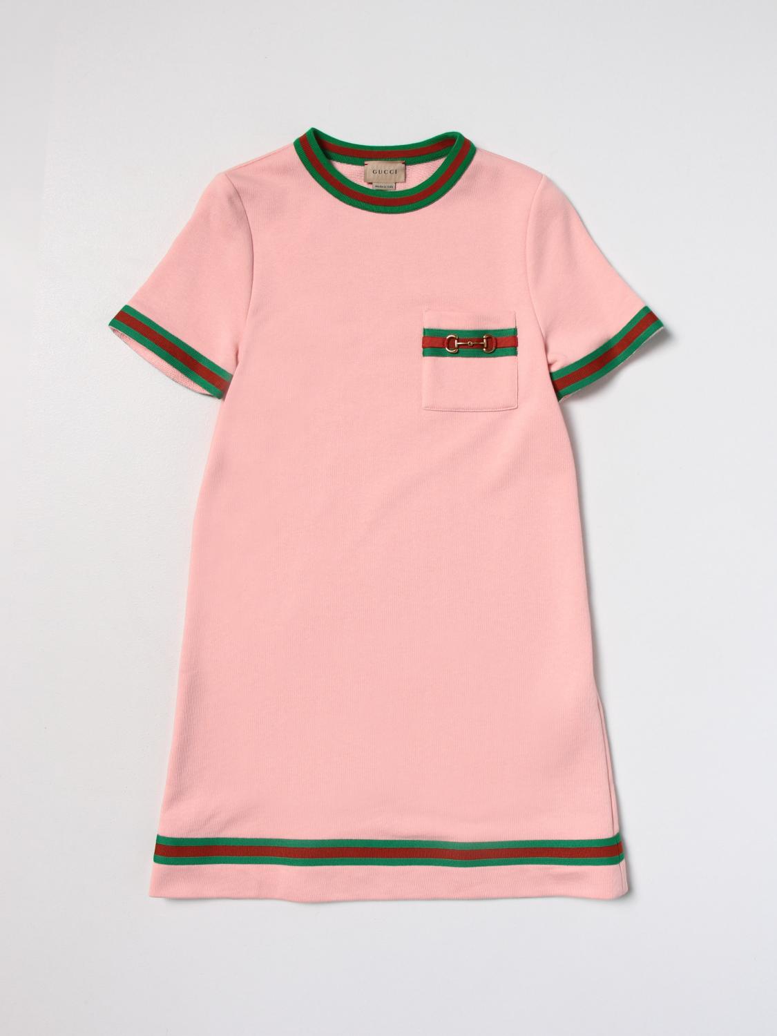 GUCCI: dress in cotton jersey - Pink | Gucci dress 718772XJE3J online ...