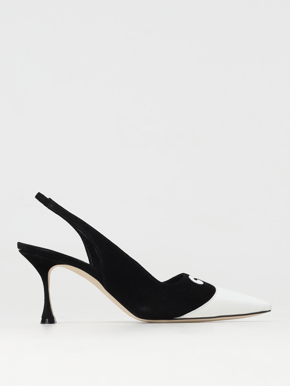 MANOLO BLAHNIK: Zaborus slingbacks in suede and patent leather - Black ...