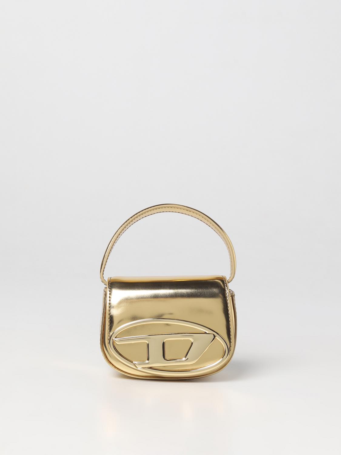 DIESEL: bag in mirrored leather - Gold | Diesel mini bag X08957PS202 ...