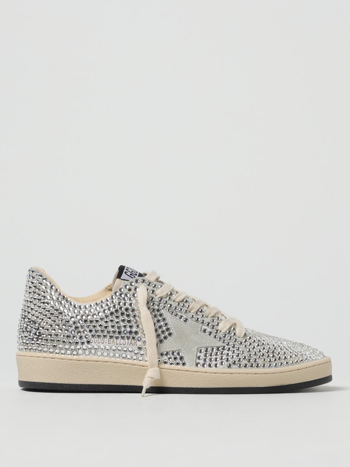 GOLDEN GOOSE: Ball Star sneakers in suede with rhinestone crystals ...
