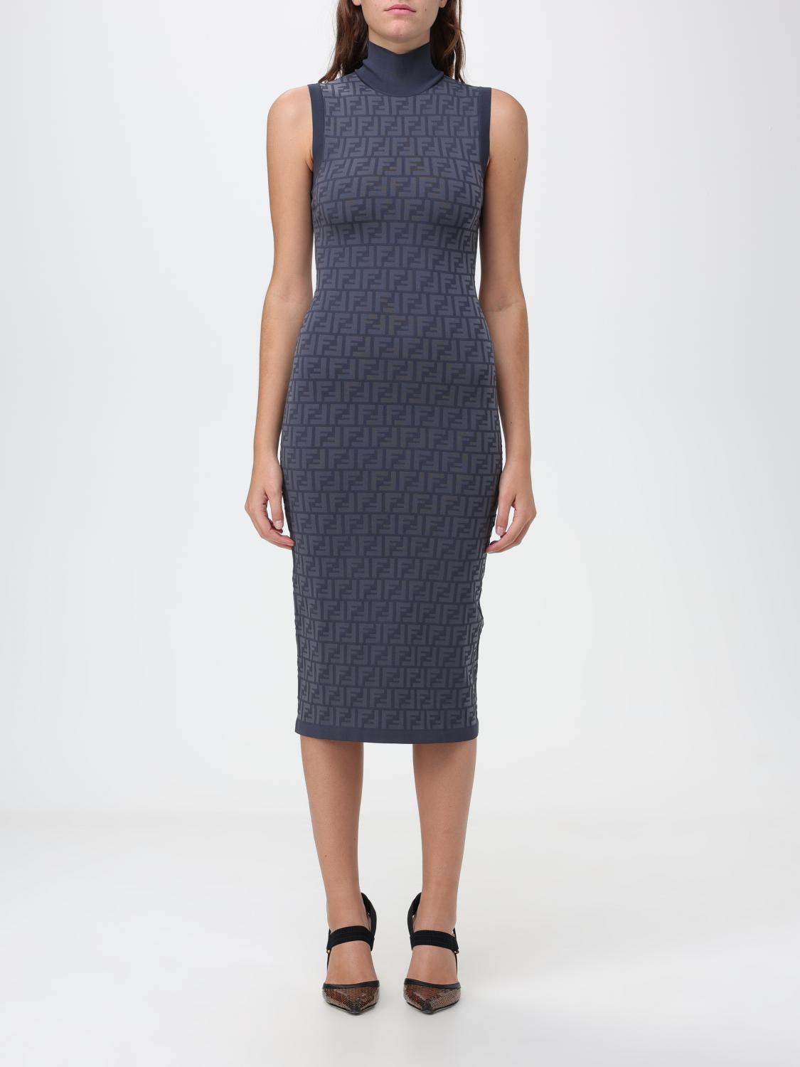 FENDI: dress in viscose blend with FF pattern - Black | Fendi dress ...