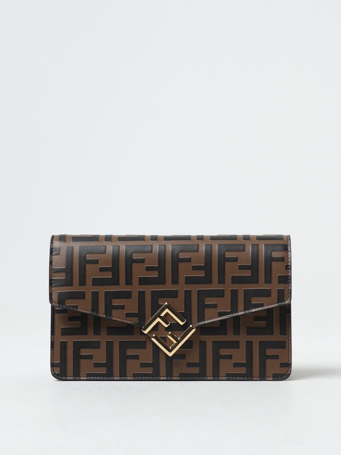 FENDI: FF Diamonds wallet bag in leather - Tobacco | Fendi mini bag ...