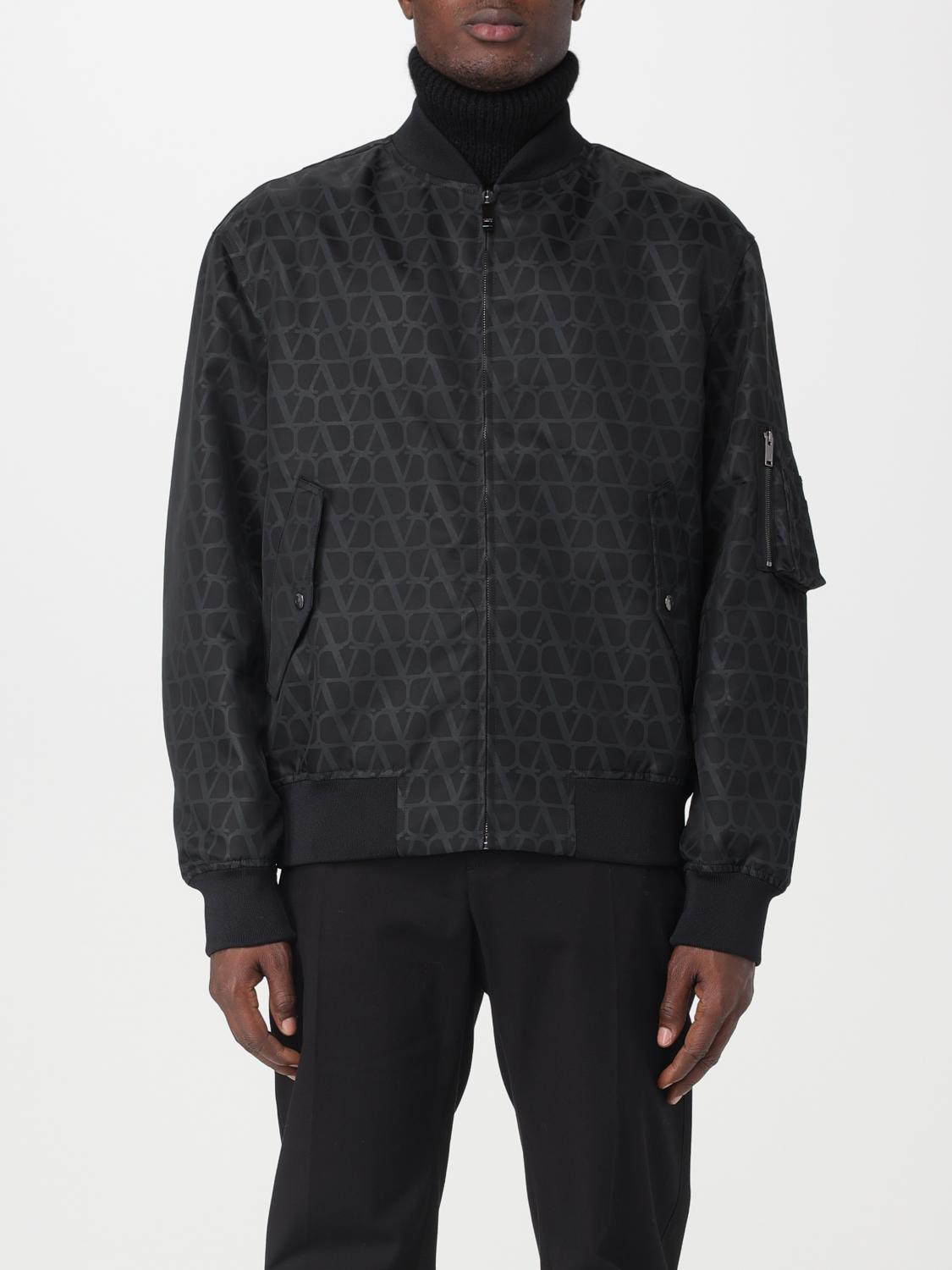 VALENTINO: bomber jacket in nylon with Toile Iconographe print - Black ...