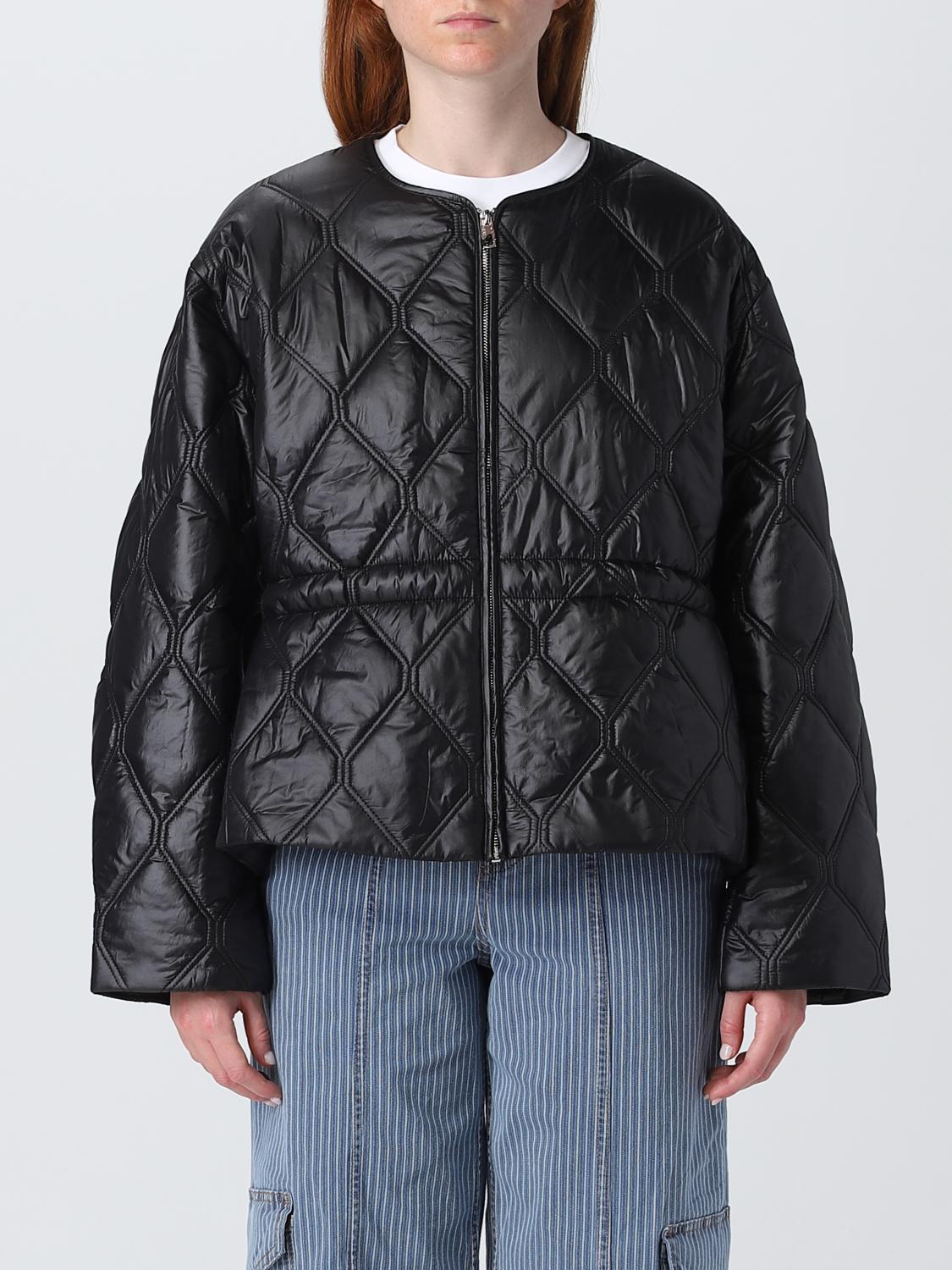 GANNI: bomber jacket in recycled nylon - Black | Ganni jacket F8063 ...