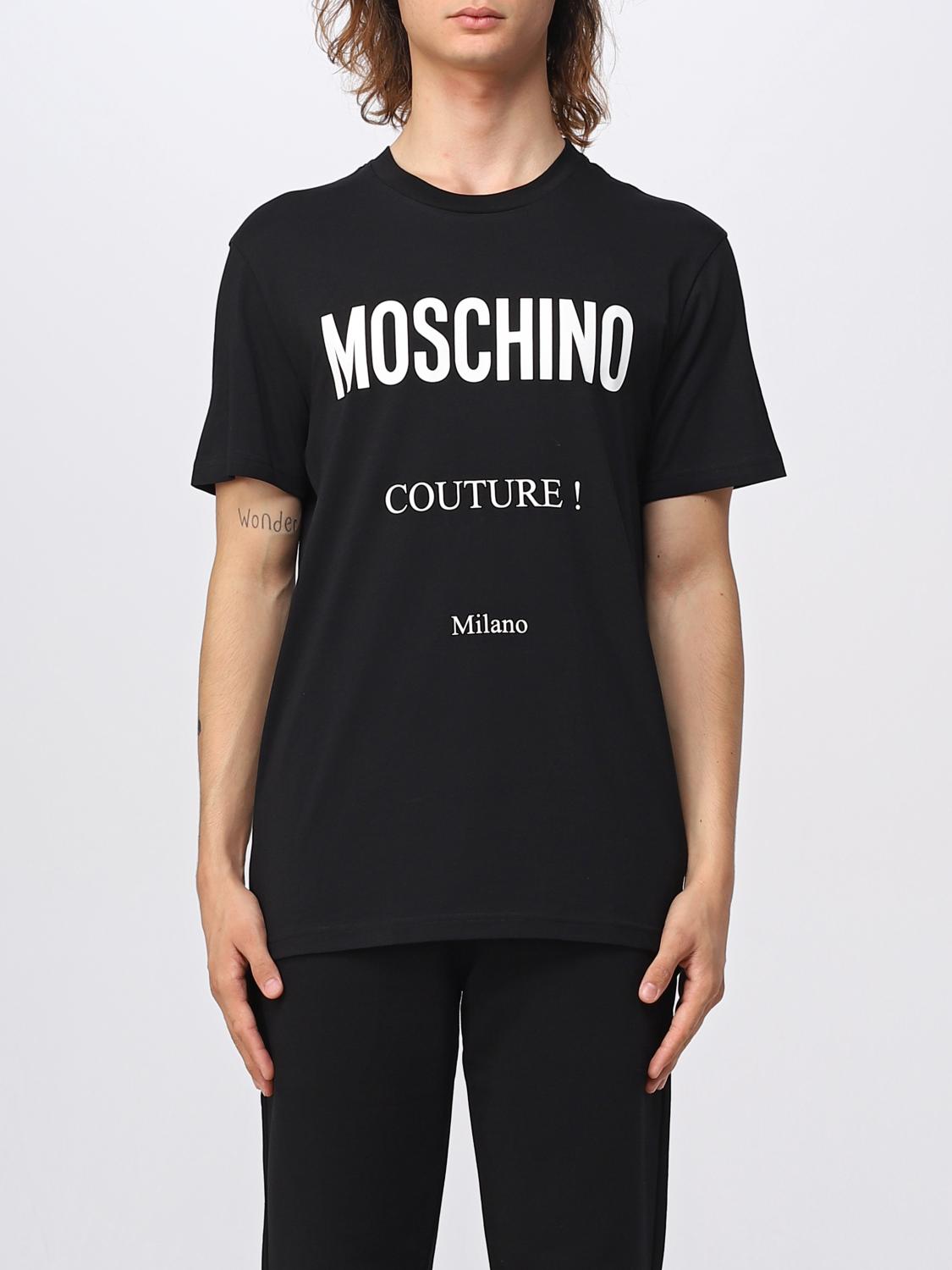 MOSCHINO COUTURE: cotton t-shirt with logo - Black | Moschino Couture t-shirt 07075241 online at ...