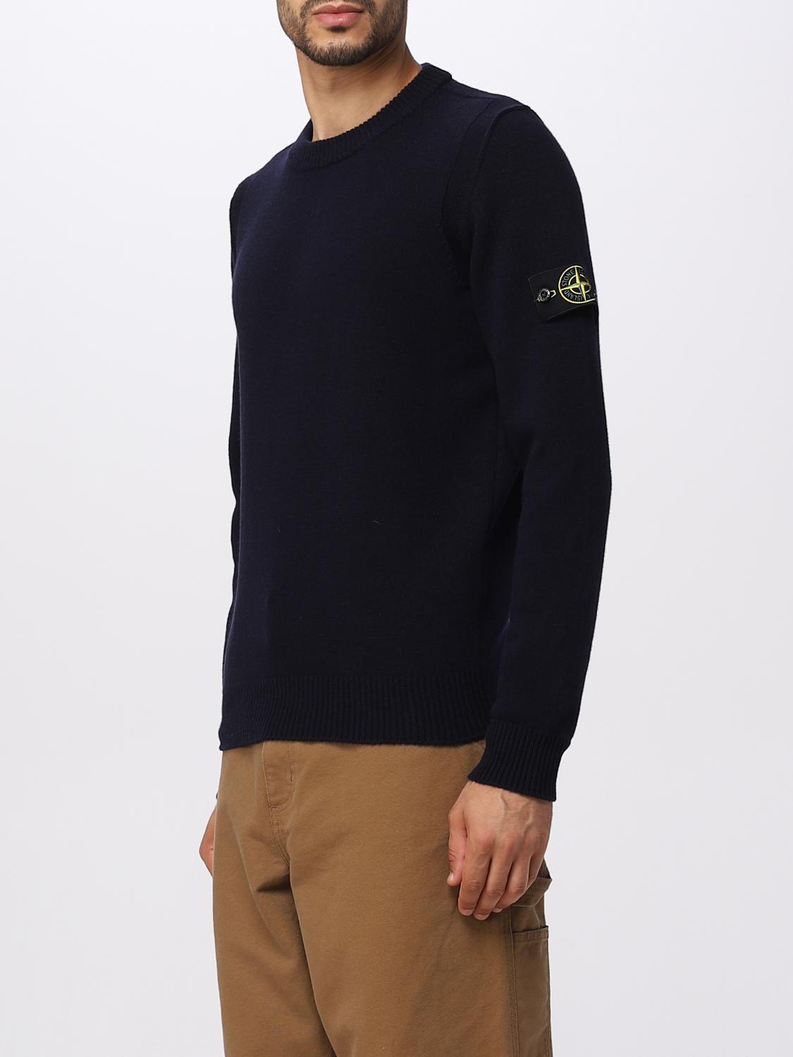 STONE ISLAND: Sweater men - Navy | Stone Island sweater 508A3 online at ...