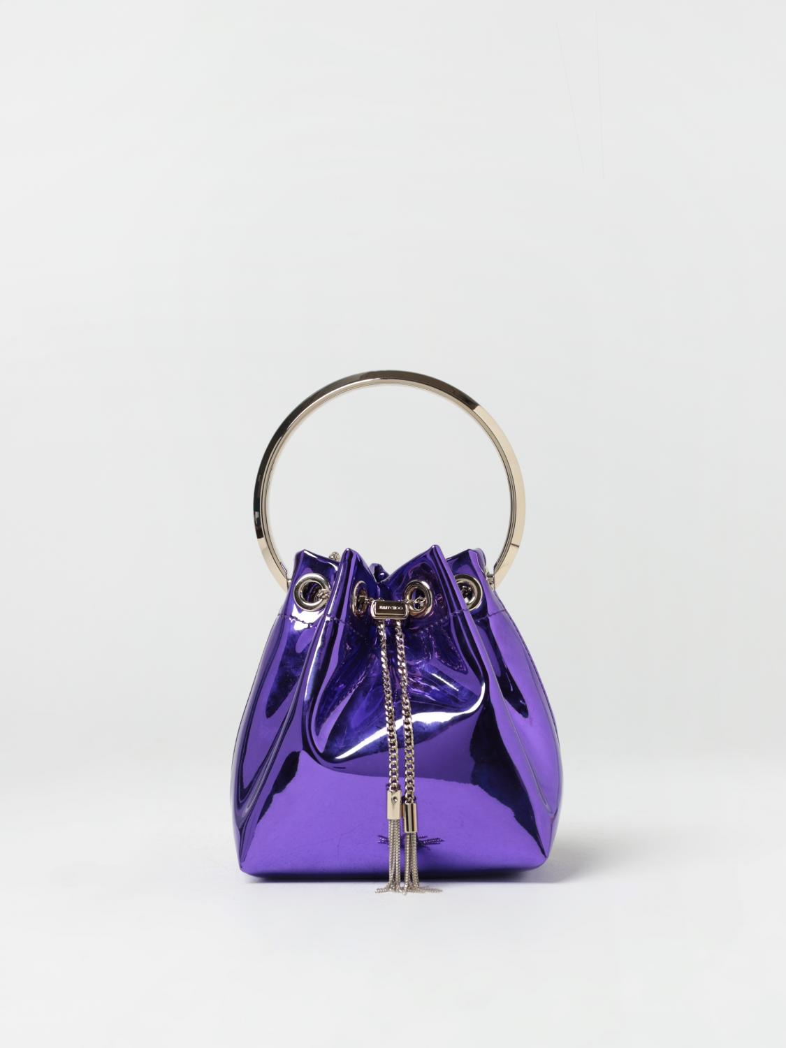JIMMY CHOO: Bon Bon bag in laminated synthetic leather - Violet | Jimmy ...