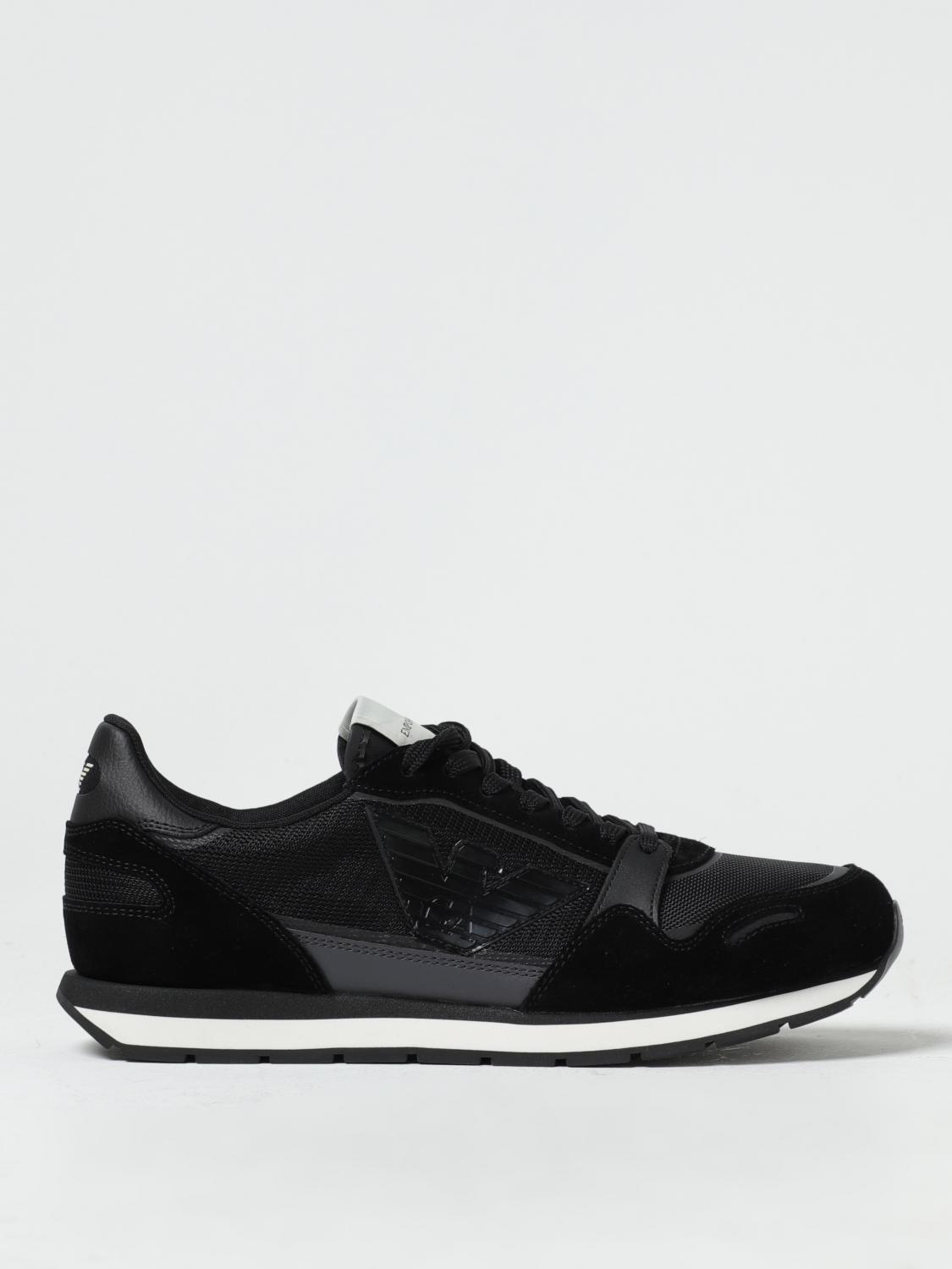 EMPORIO ARMANI: sneakers in leather and nylon - Black 1 | Emporio ...