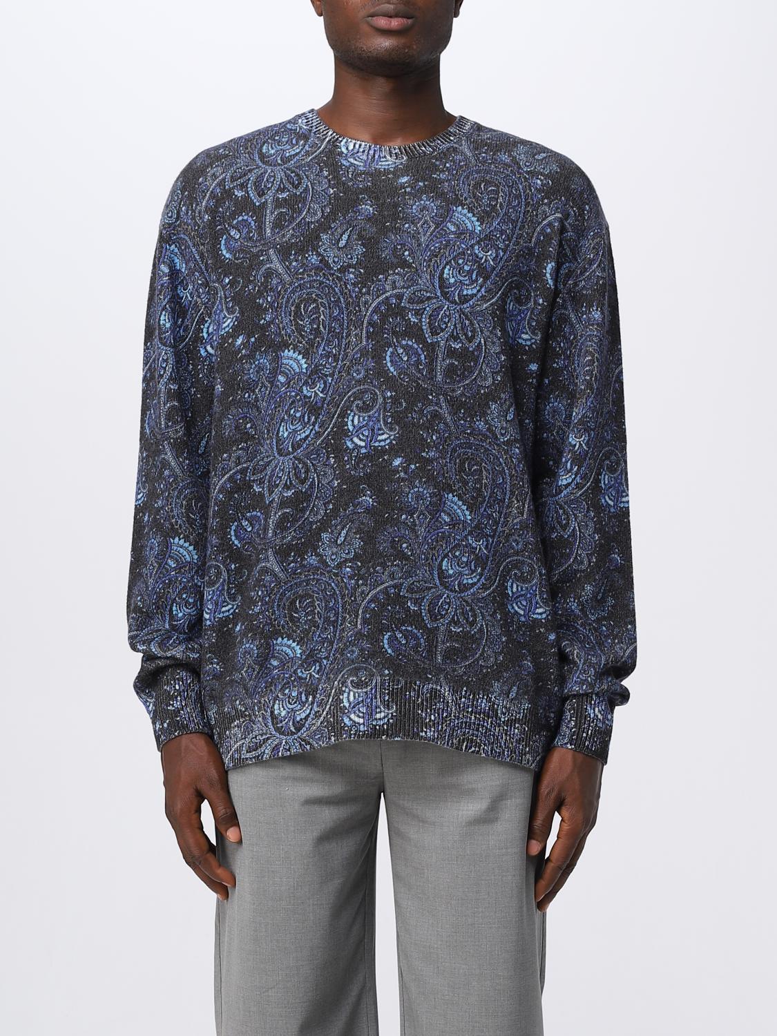Etro wool sweater with Paisley pattern - Blue | 1N9309622 | GIGLIO.COM