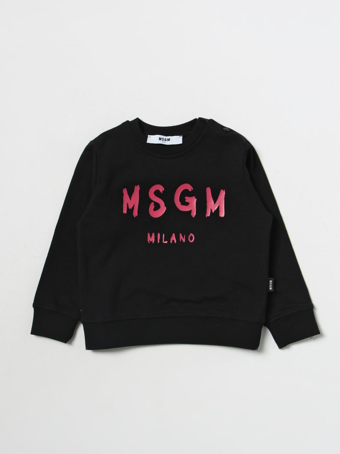 MSGM KIDS: cotton sweatshirt - Black | MSGM Kids sweater F3MSUNSW041 online at GIGLIO.COM