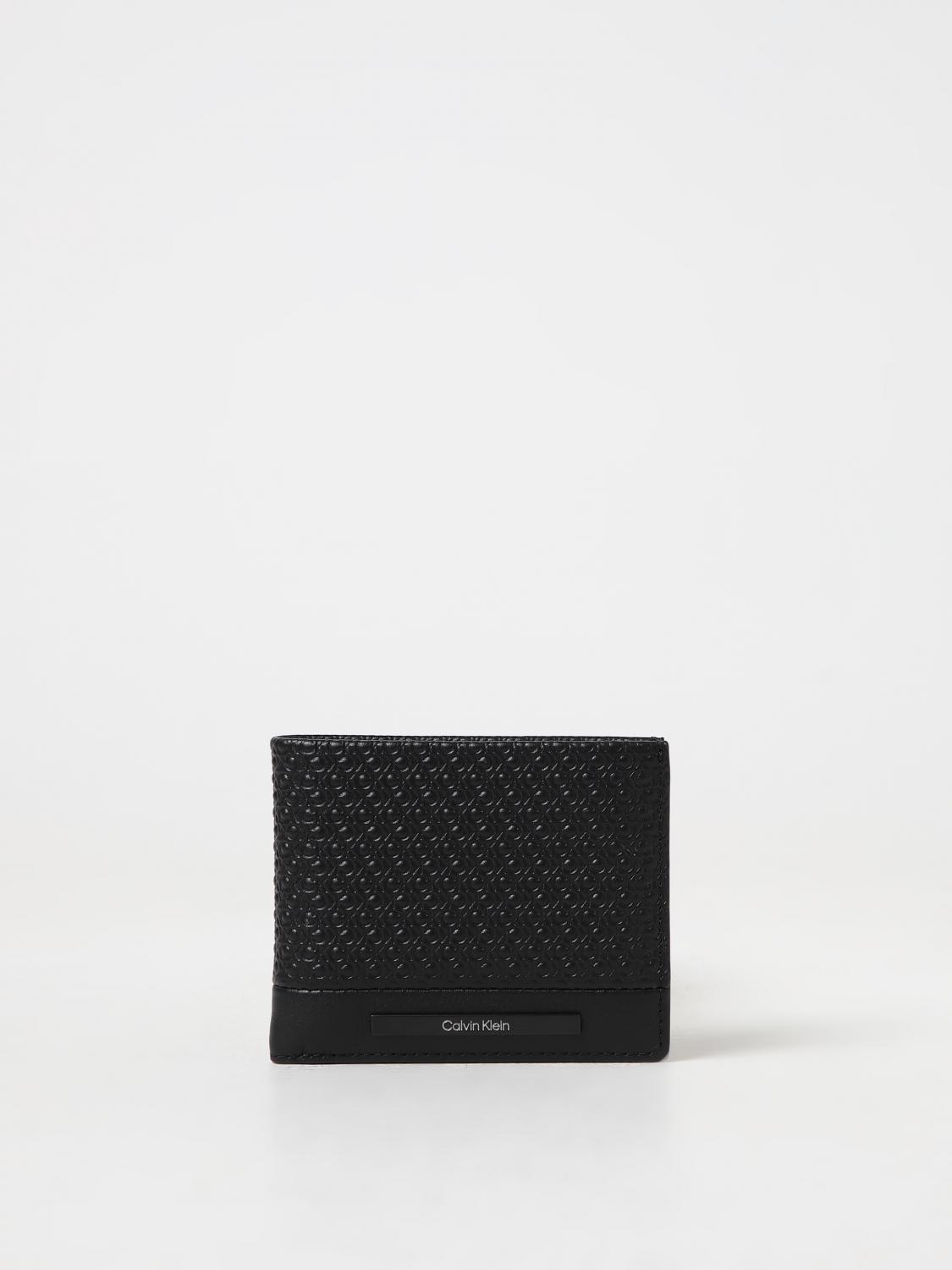 CALVIN KLEIN: wallet in synthetic leather with embossed logo - Black ...