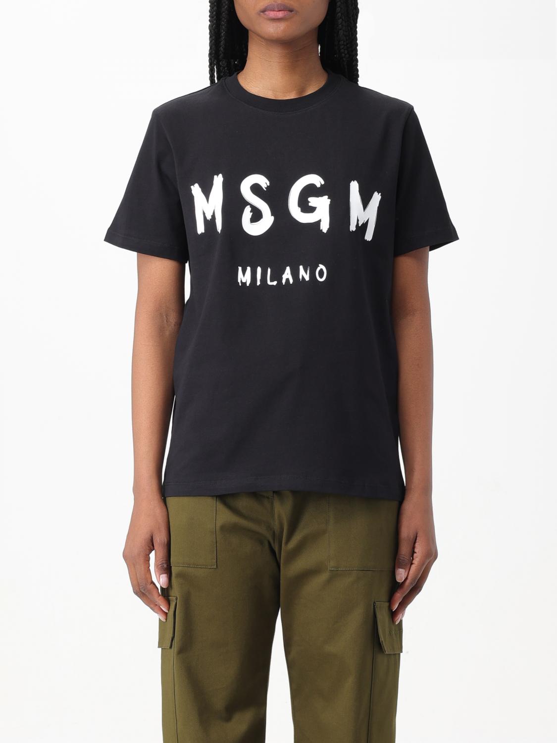 MSGM: T-shirt woman - Black | MSGM t-shirt 2000MDM510200002 online at GIGLIO.COM