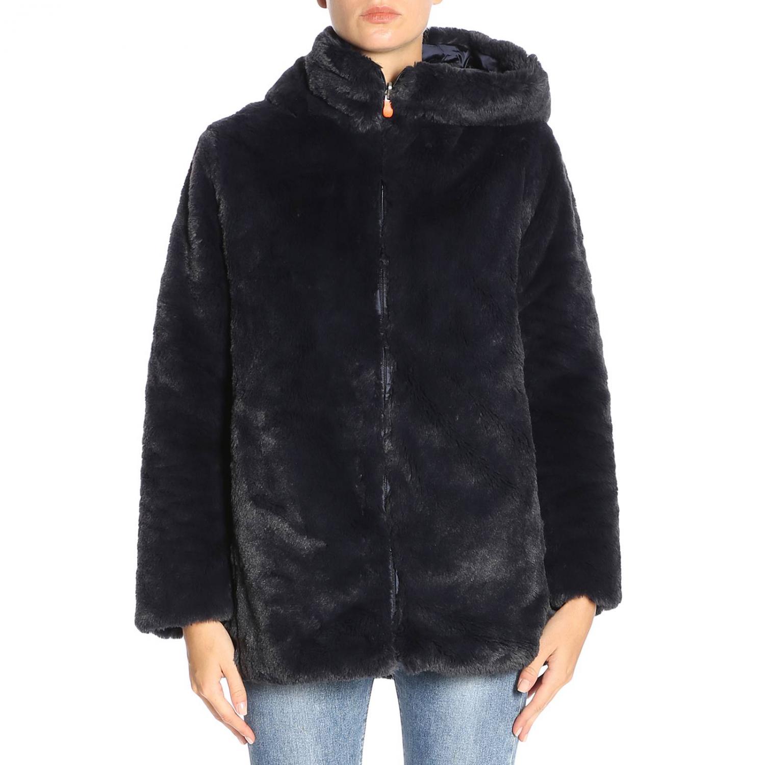 SAVE THE DUCK: Coat women - Blue | Save The Duck coat D4007W FURY7 online at GIGLIO.COM