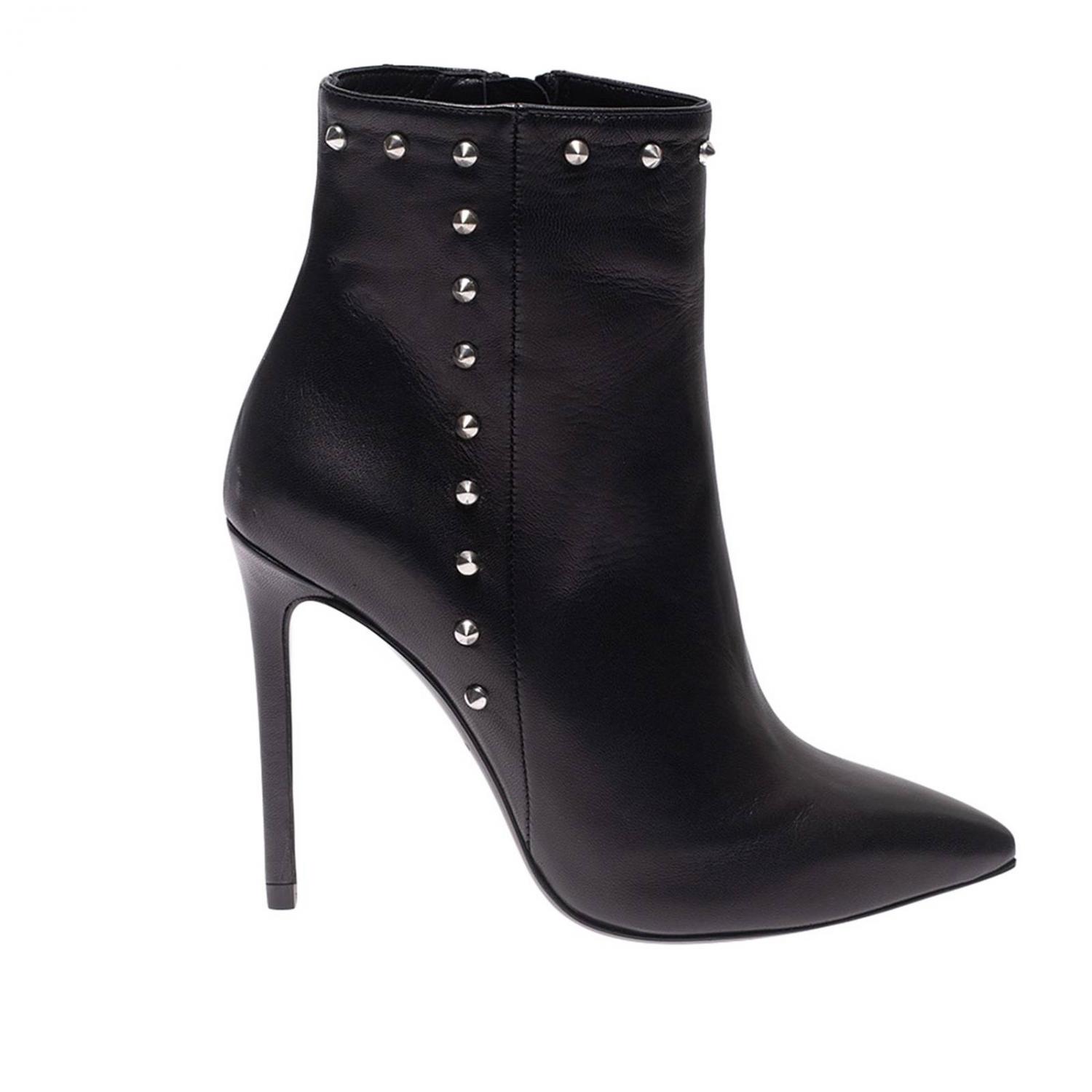 MARC ELLIS: Stivaletto in pelle liscia a punta con micro borchie ...