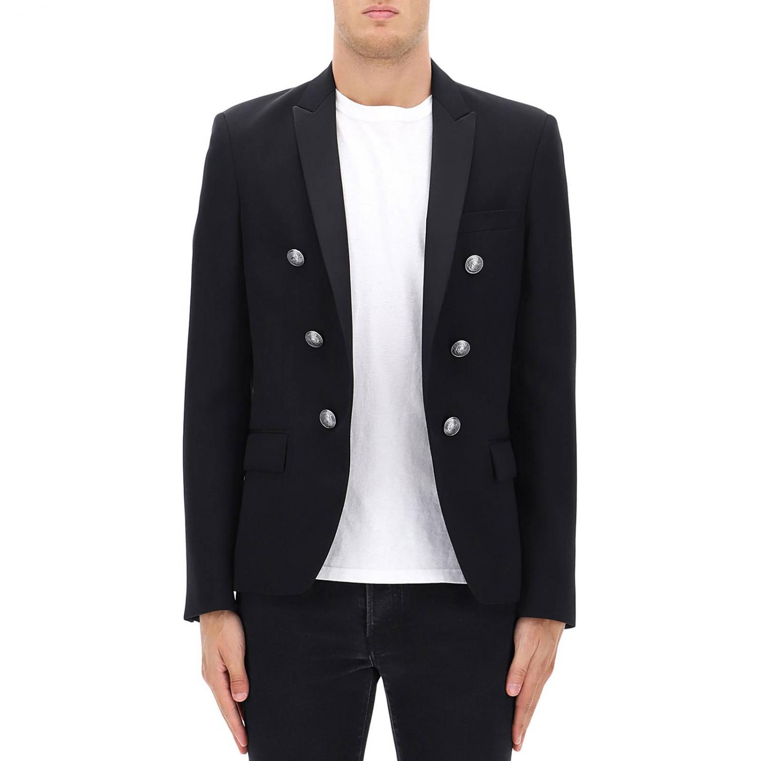 BALMAIN: Jacket men - Black | Balmain jacket W8H7746T358 online at ...