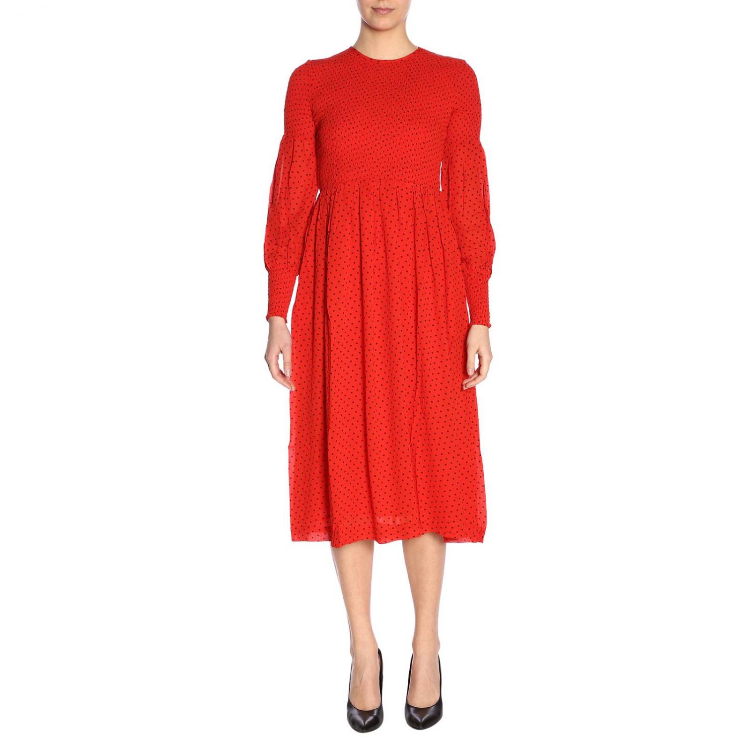 GANNI: Dress women - Red | Ganni dress F3049 online at GIGLIO.COM