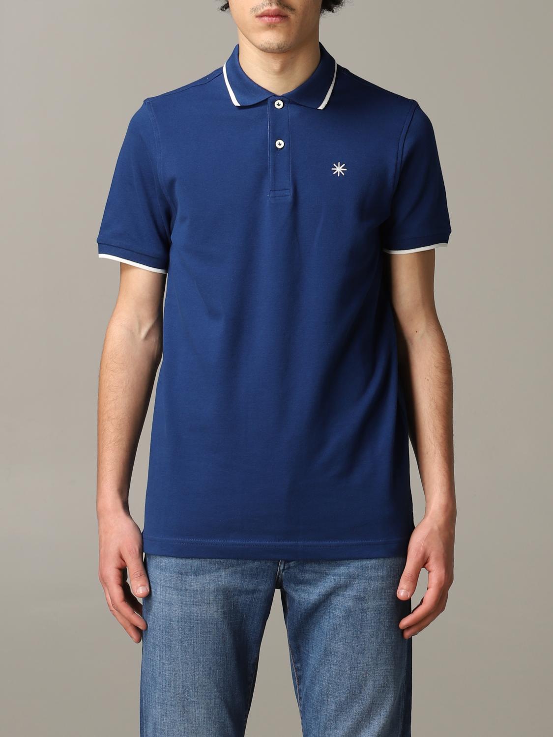 MANUEL RITZ: Polo a maniche corte con logo - Blue 1 | Maglia Manuel ...