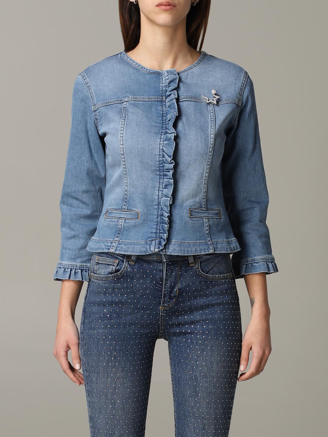 LIU JO: Chaqueta mujer , Denim | Chaqueta Liu Jo UA0104D4434 en línea en GIGLIO.COM