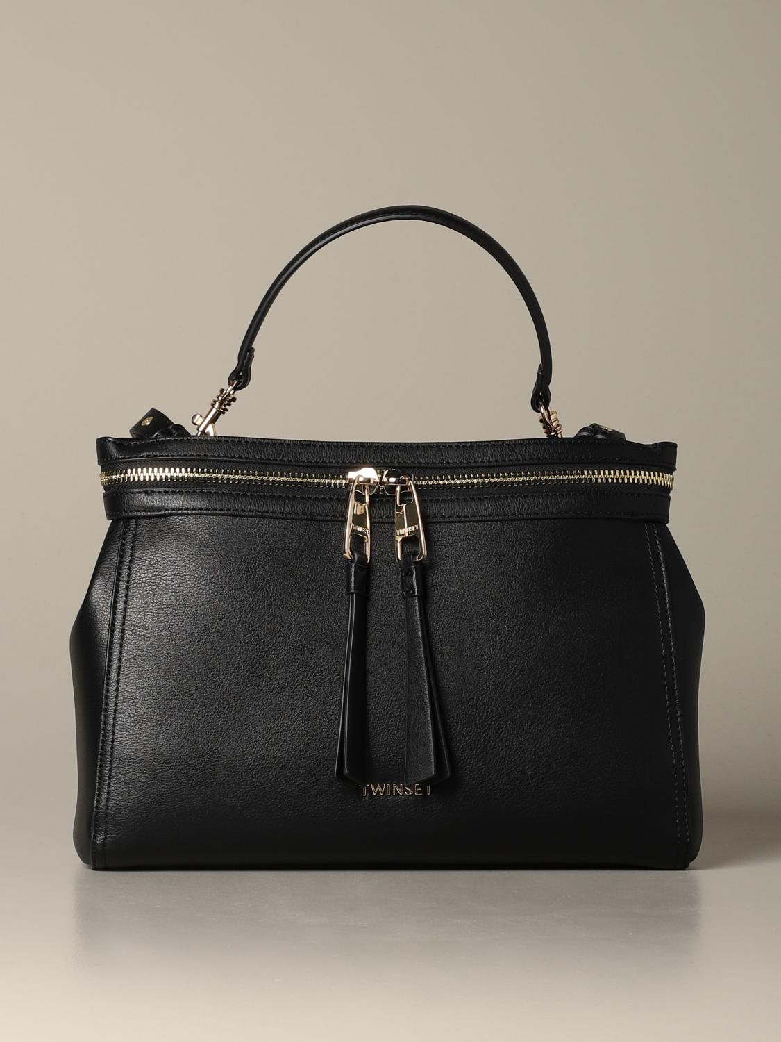 Twinset New Cecile Twin-set bag in synthetic leather with logo - Black ...