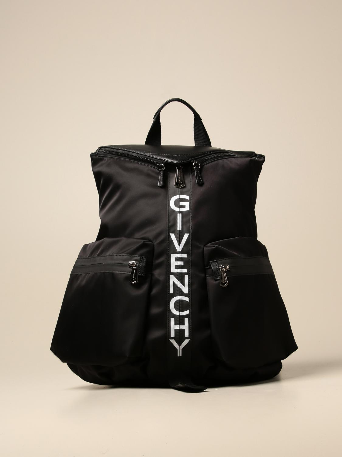 GIVENCHY: nylon backpack with logo band - Black | Givenchy zaino ...