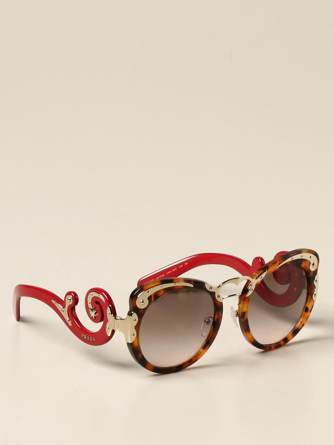 PRADA: Glasses women - Red | Prada sunglasses 0PR07TS online at GIGLIO.COM