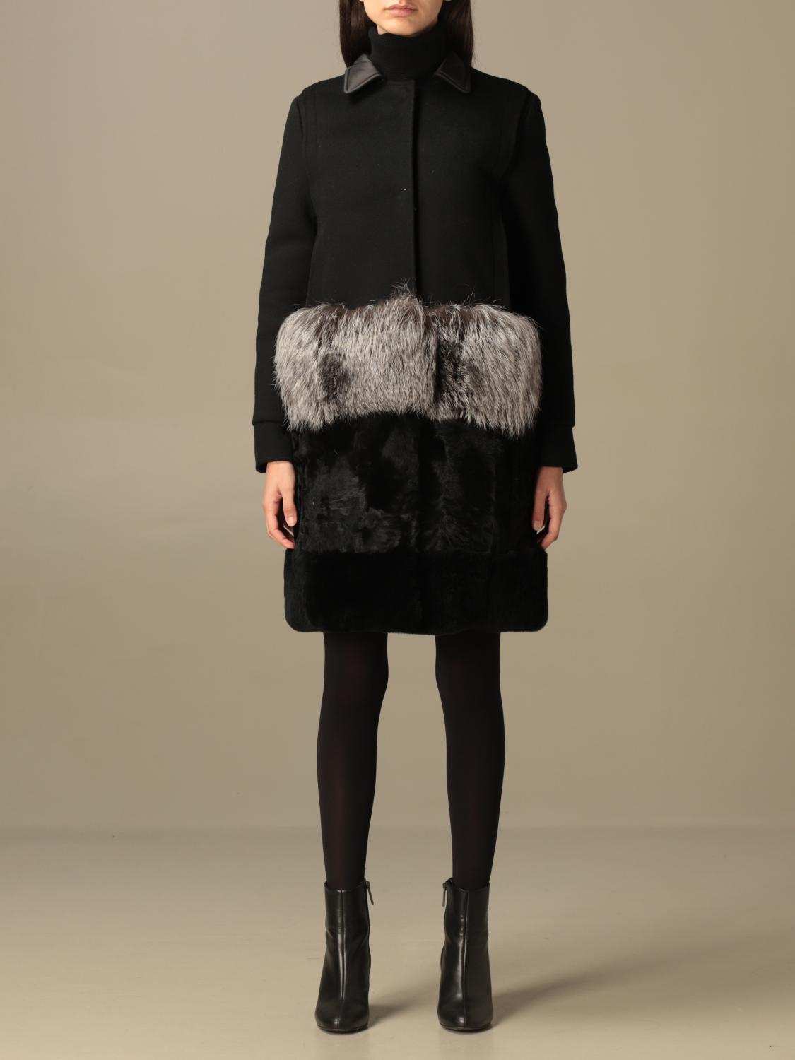 DIEGO M: Abrigo mujer , Negro | Abrigo Diego M 18IM-E907.0TM en línea ...