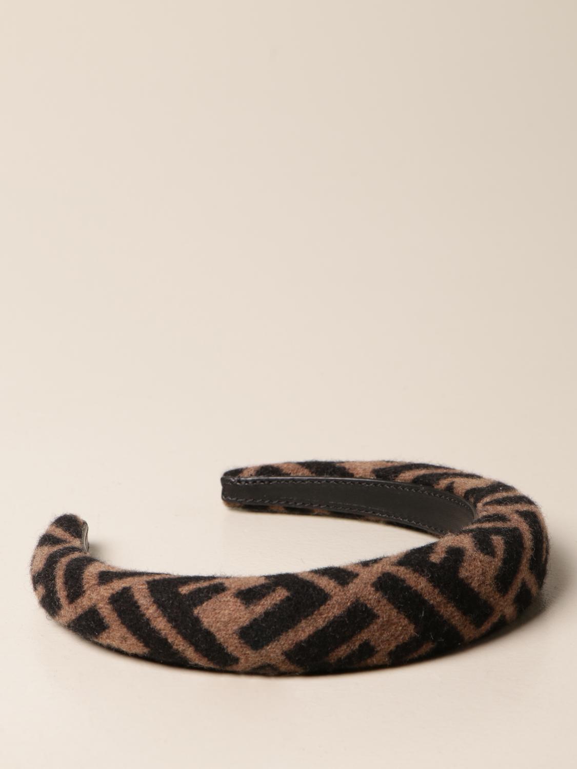 FENDI: rounded headband with all-over FF logo - Orange | Fendi hairband ...