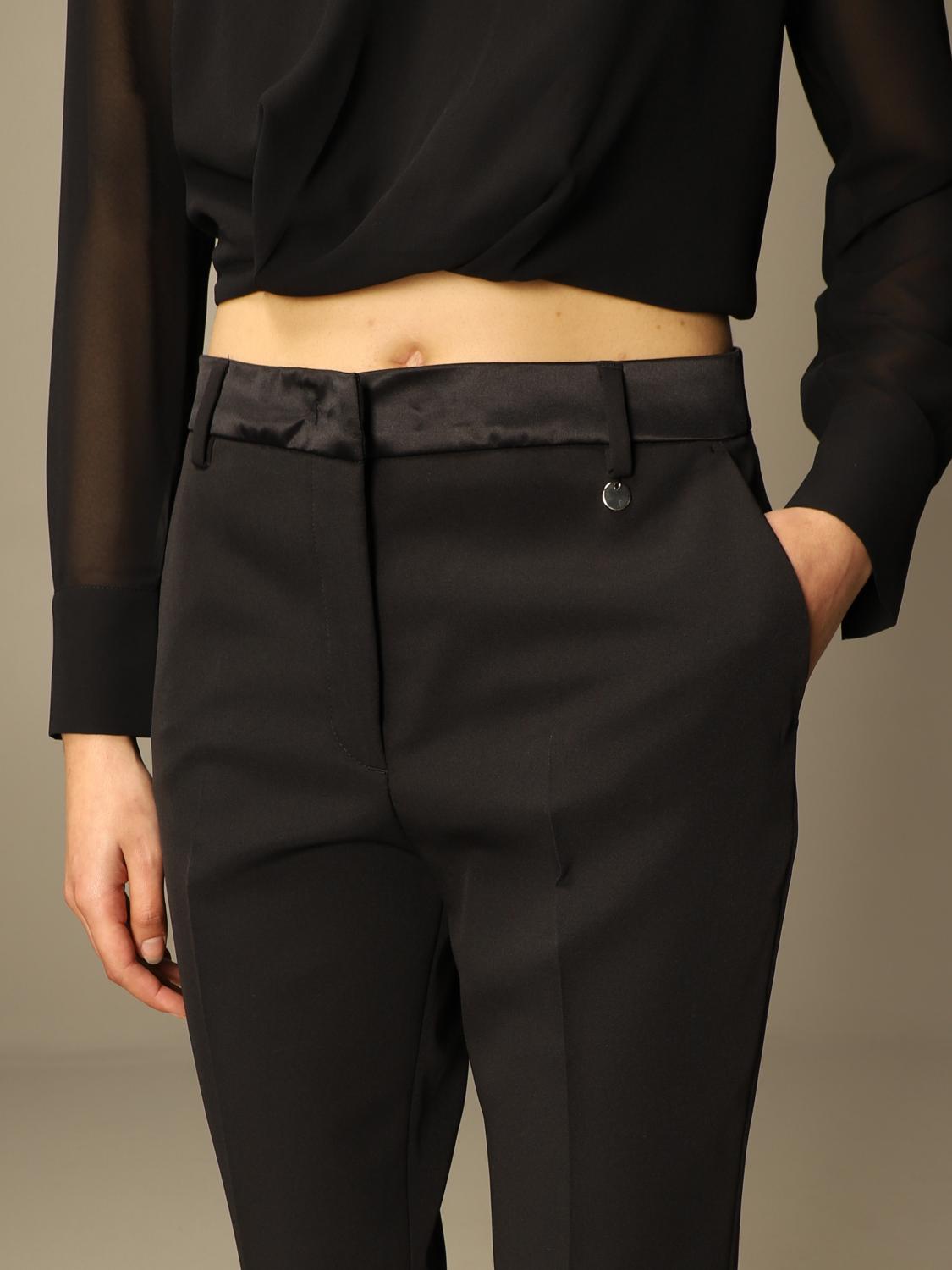 LIU JO: slim trousers with logo - Black | Liu Jo pants IA1014T2200 ...