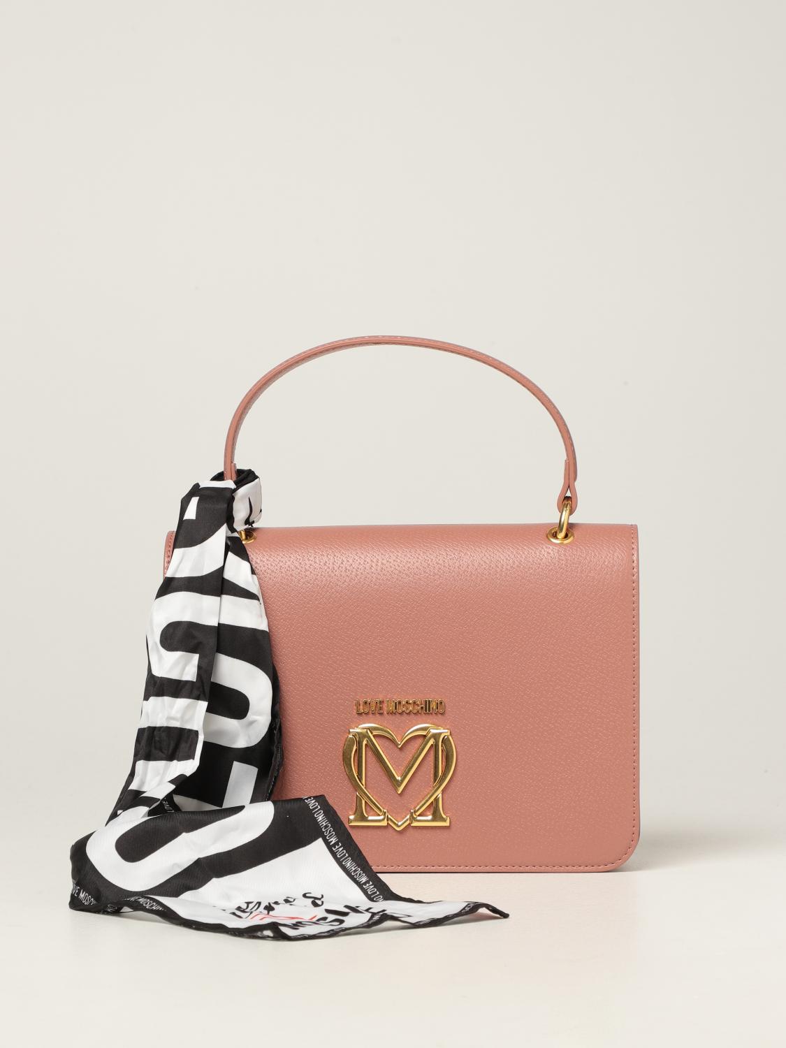LOVE MOSCHINO: bag in synthetic leather with logo - Pink | Love ...