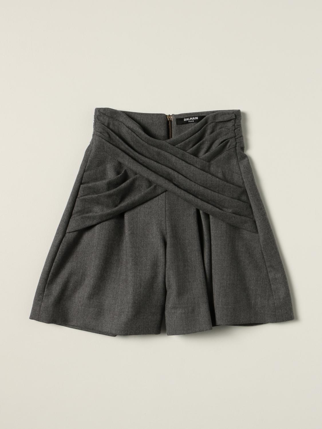 BALMAIN: shorts in virgin wool - Grey | Balmain short 6P6089I0008 ...