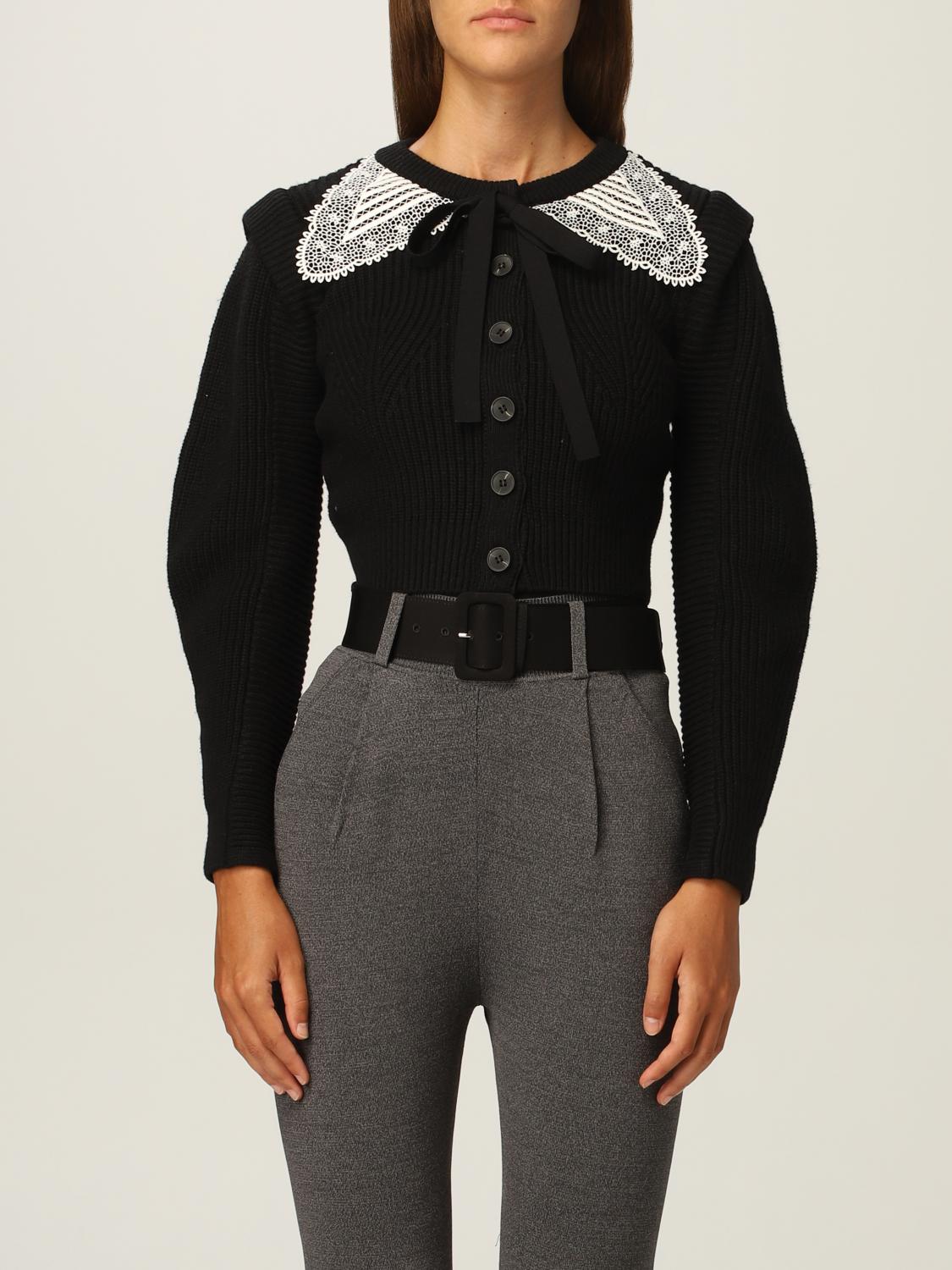 SELF-PORTRAIT: Sweater women - Black | Self-Portrait cardigan PF21001B ...